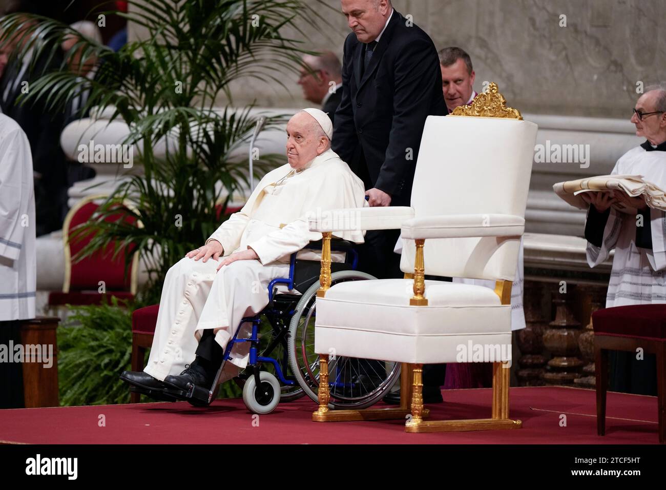 Pope Francis arrives in St. Peter's Basilica to attend a mass for the ...