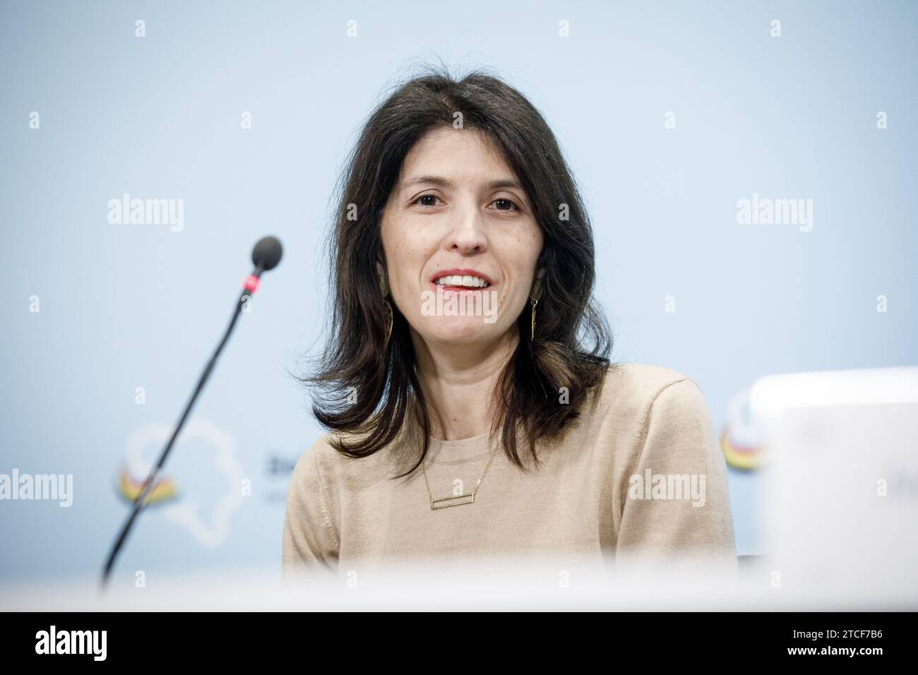 State Secretary for Budget Alexia Bertrand pictured during a press ...