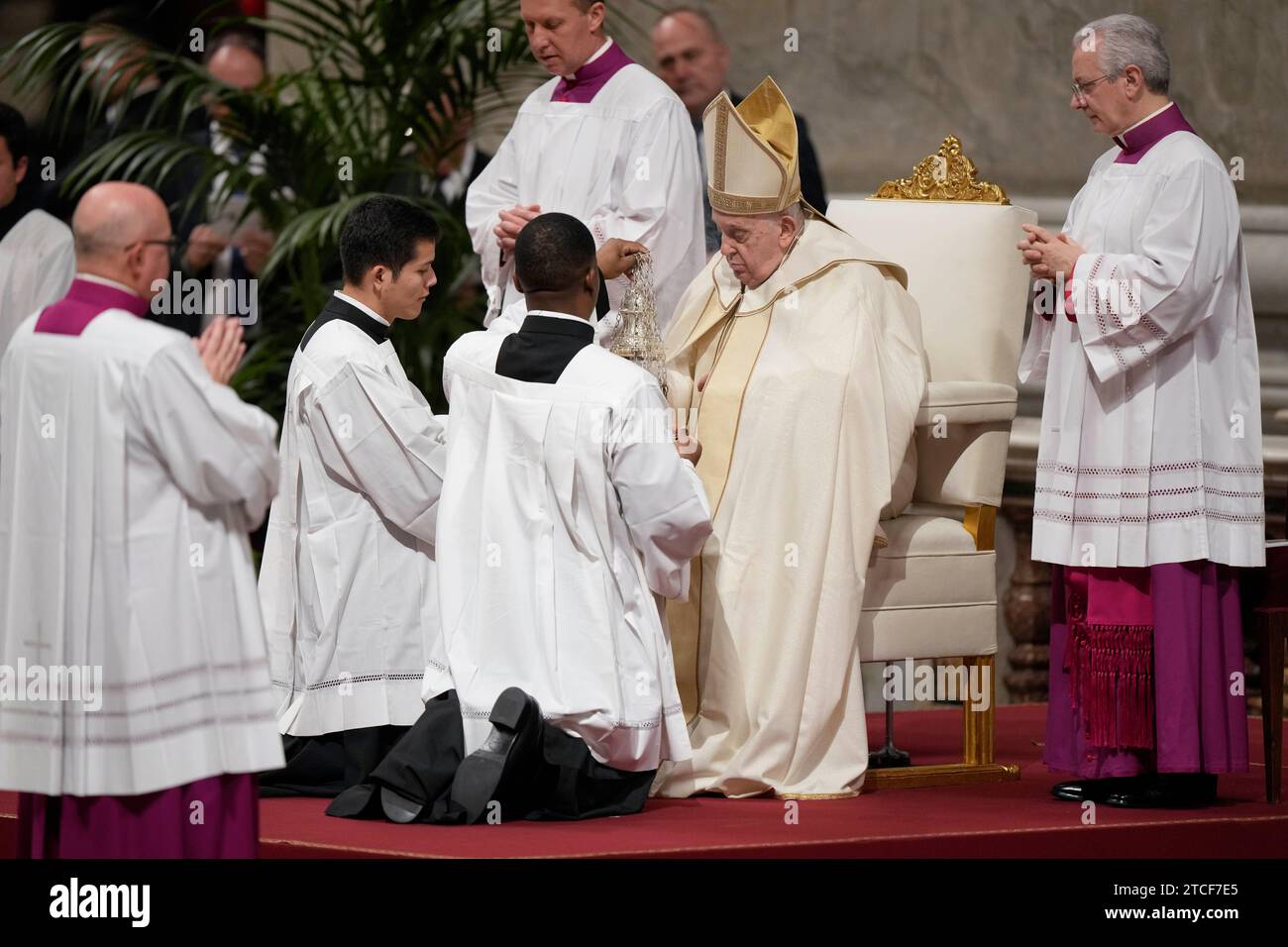 Pope Francis attends a mass for the Virgin Mary of Guadalupe inside ...