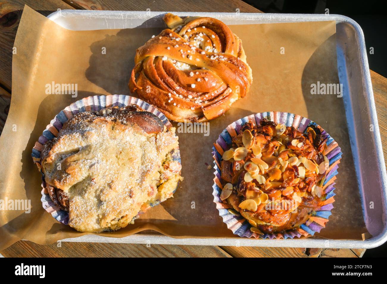 Gebäck, Teilchen, Backwaren, Zimtschnecke Kanelbullar, Schweden Stock ...