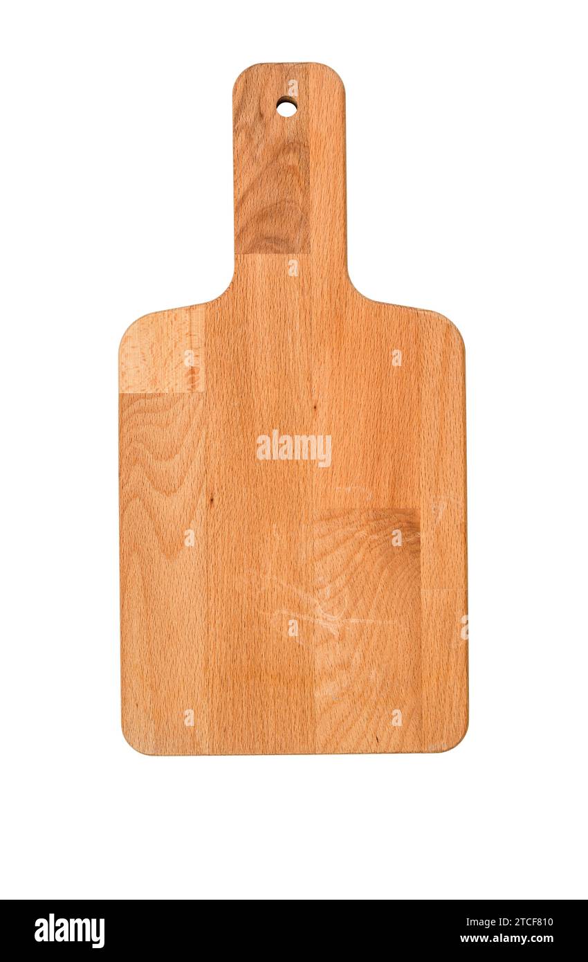 Wooden rectangular cutting board top view, isolated on white background ...
