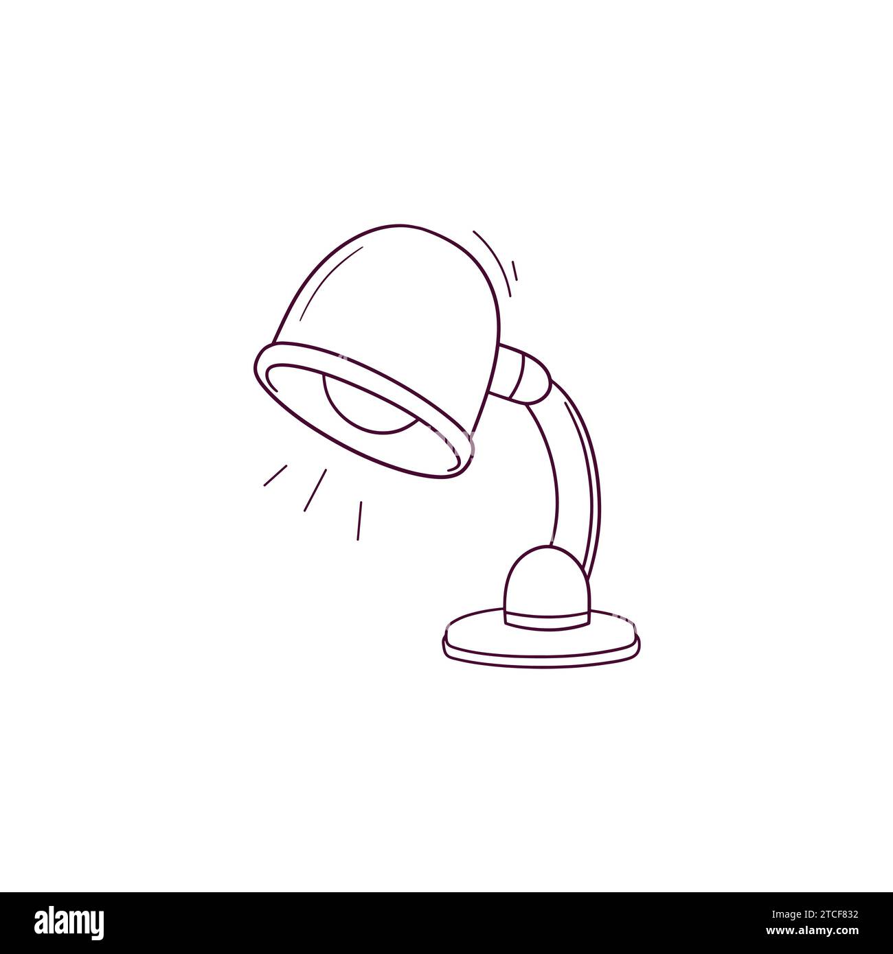 Hand Drawn illustration of desk lamp icon. Doodle Vector Sketch ...