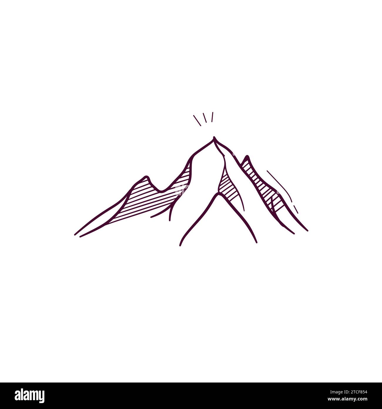 Hand Drawn illustration of mountain icon. Doodle Vector Sketch ...