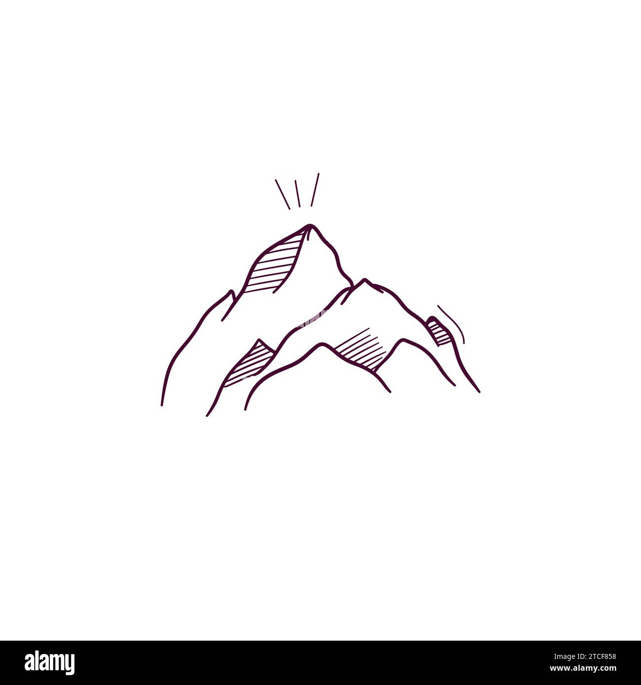 Hand Drawn illustration of mountain icon. Doodle Vector Sketch ...