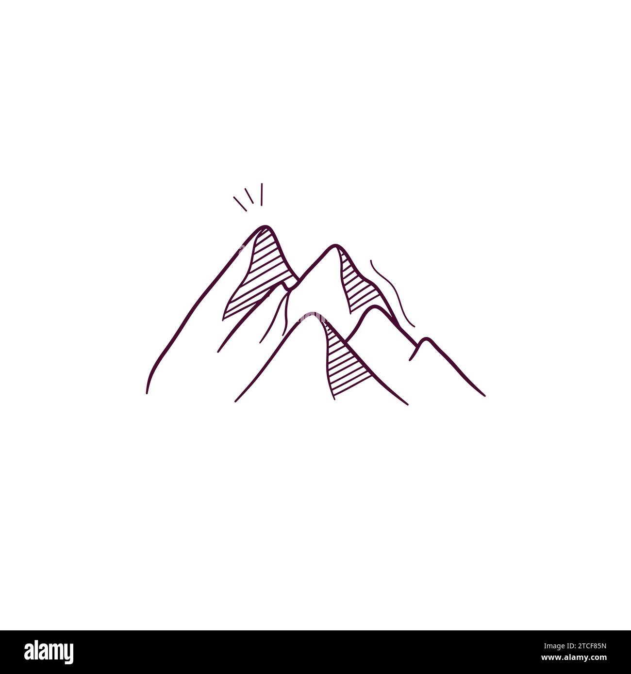 Hand Drawn illustration of mountain icon. Doodle Vector Sketch ...