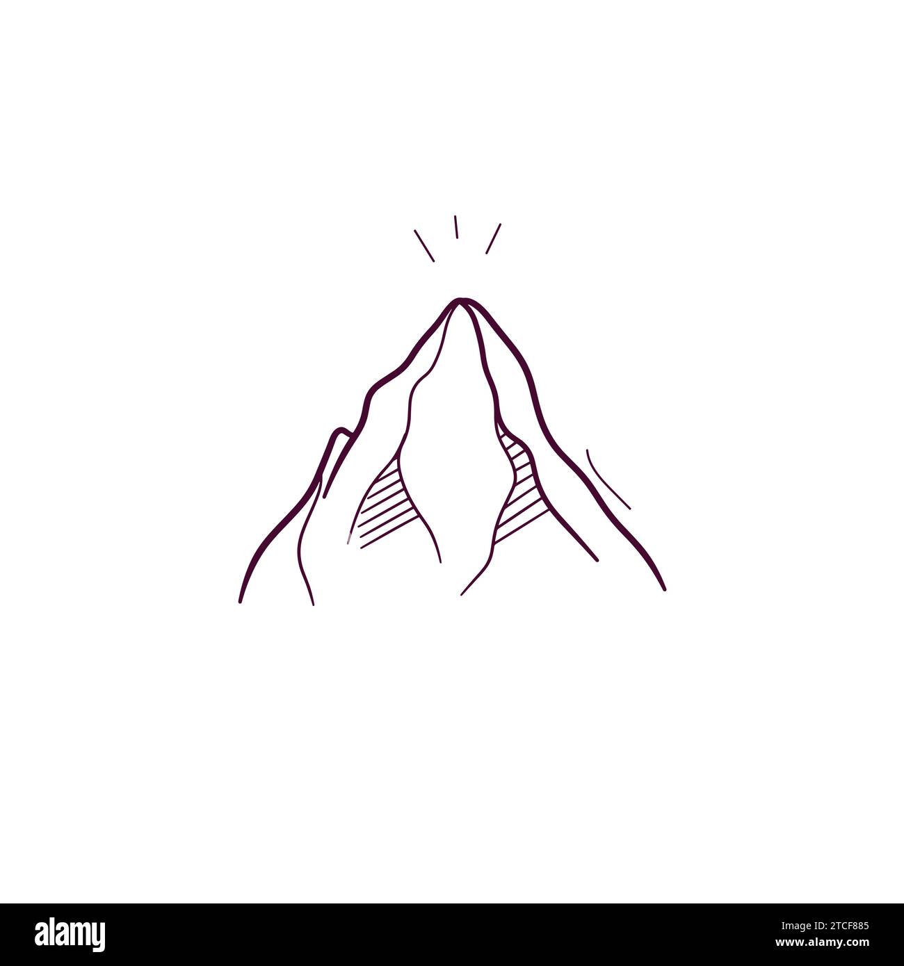 Hand Drawn illustration of mountain icon. Doodle Vector Sketch ...