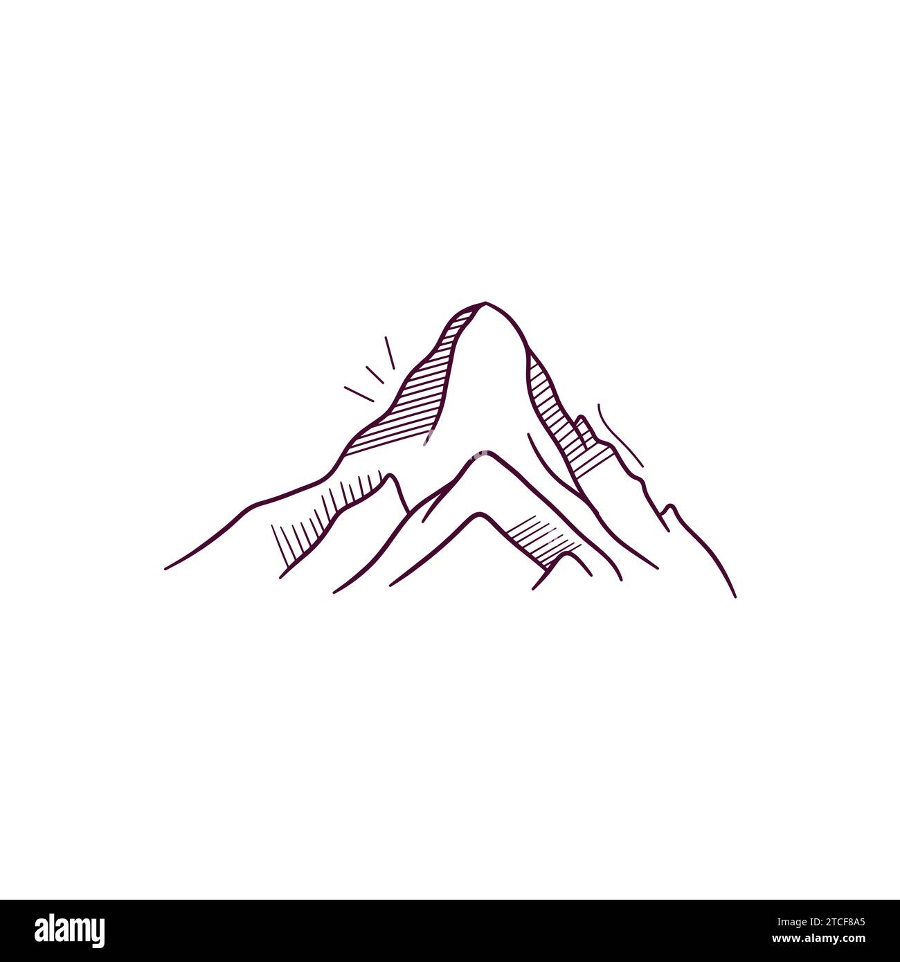 Hand Drawn illustration of mountain icon. Doodle Vector Sketch ...