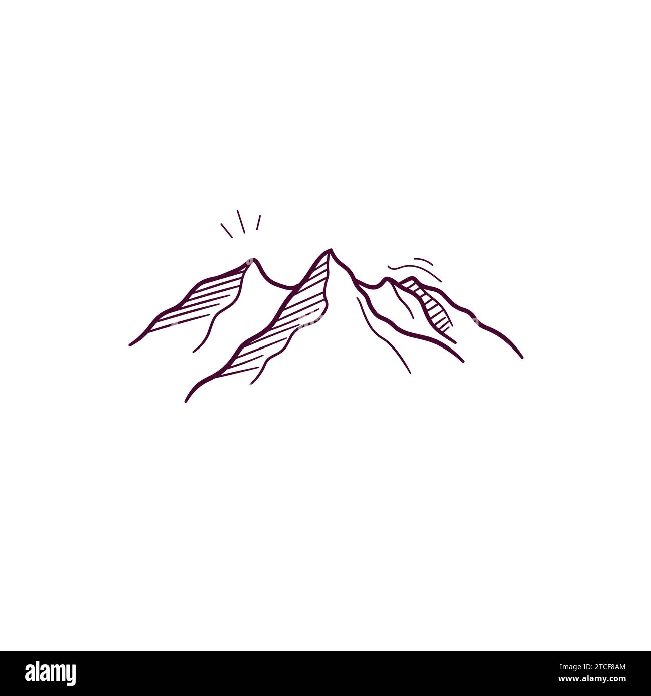 Hand Drawn illustration of mountain icon. Doodle Vector Sketch ...