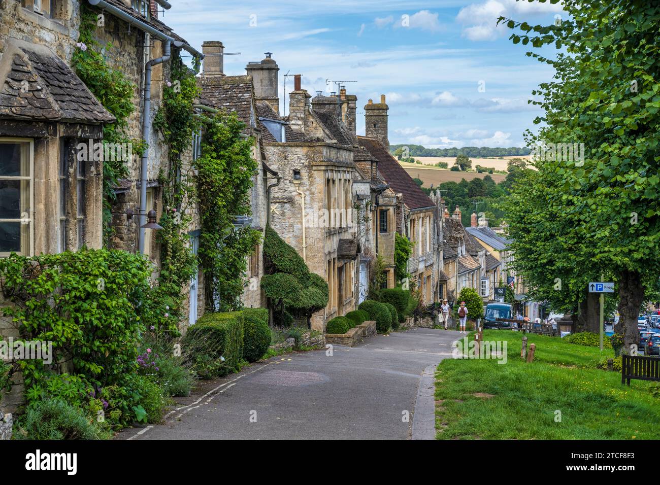 View looking down The Hill in Burford, with its row of picturesque ...