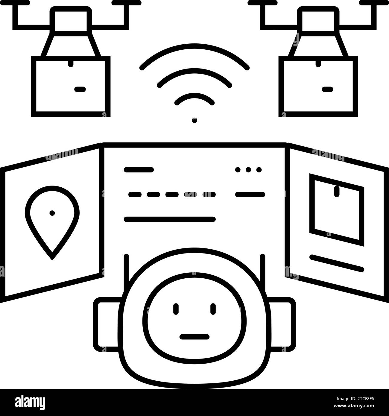 remote monitoring autonomous delivery line icon vector illustration ...