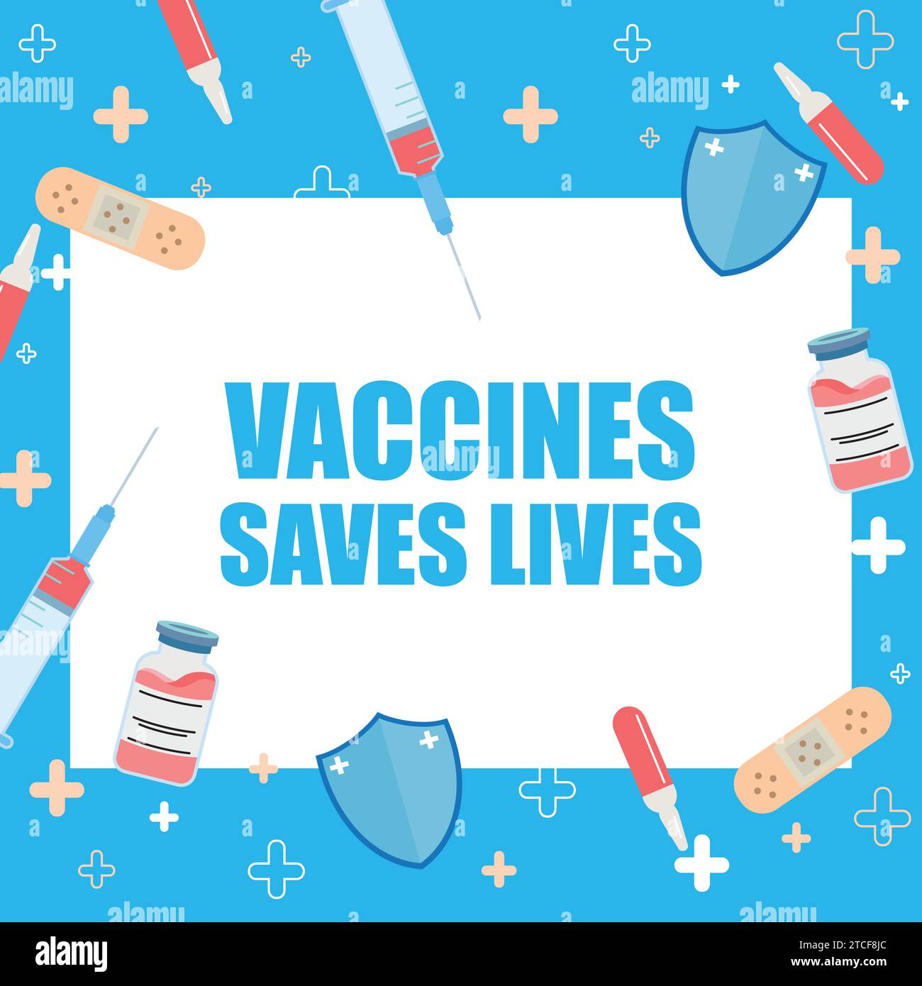 Vaccines saves lives colored poster with medical objects Vector Stock ...