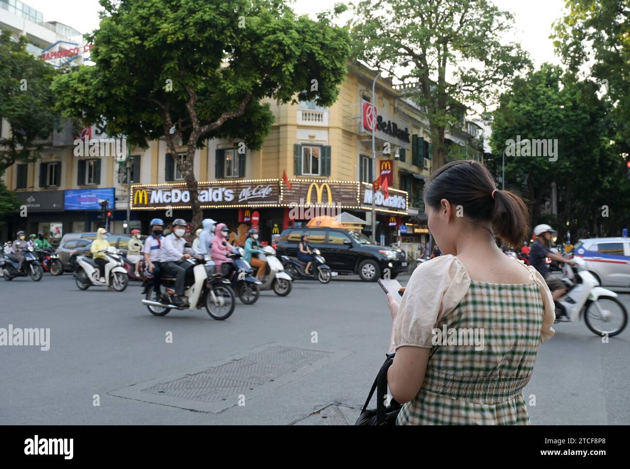 VIETNAM, Hanoi, french quarter, SeaBank and Mc Donalds fast food ...