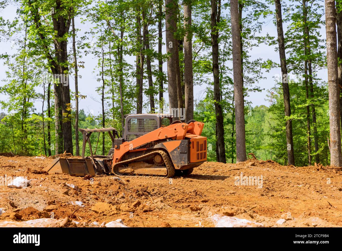 Construction equipment excavator, tractor on construction site Stock ...