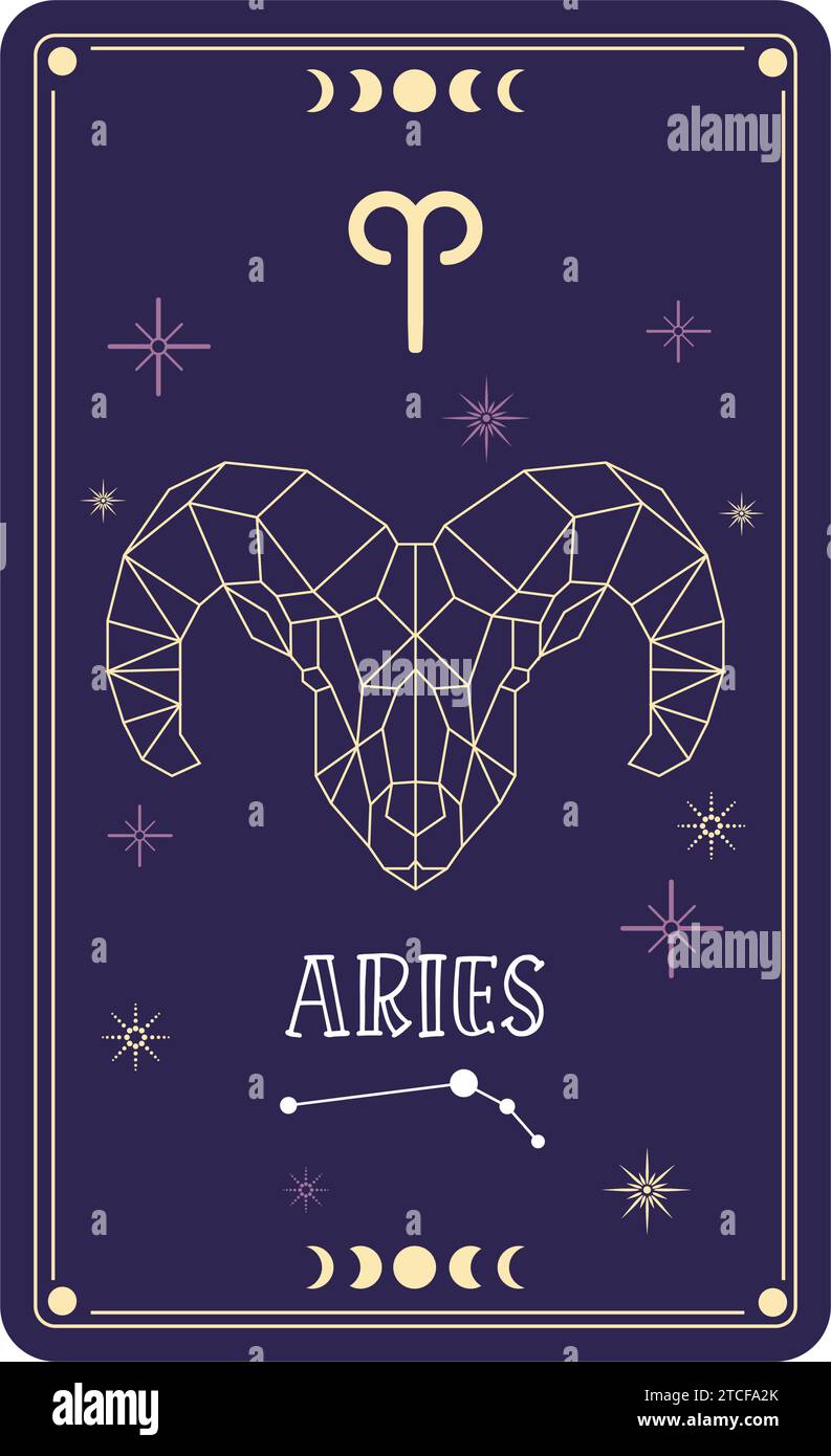 Isolated tarot card with aries zodiac sign Vector Stock Vector Image ...