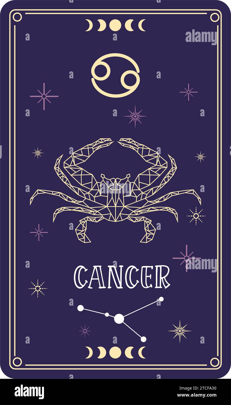 Isolated tarot card with cancer zodiac sign Vector Stock Vector Image ...