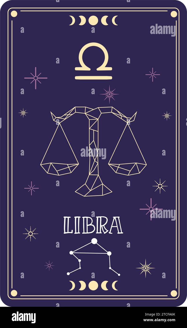 Isolated tarot card with libra zodiac sign Vector Stock Vector Image ...