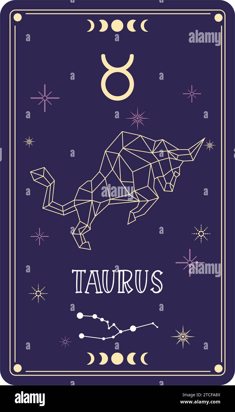 Isolated tarot card with taurus zodiac sign Vector Stock Vector Image ...