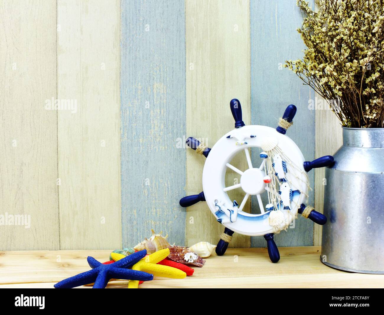 nautical concept with marine life style objects with space background ...