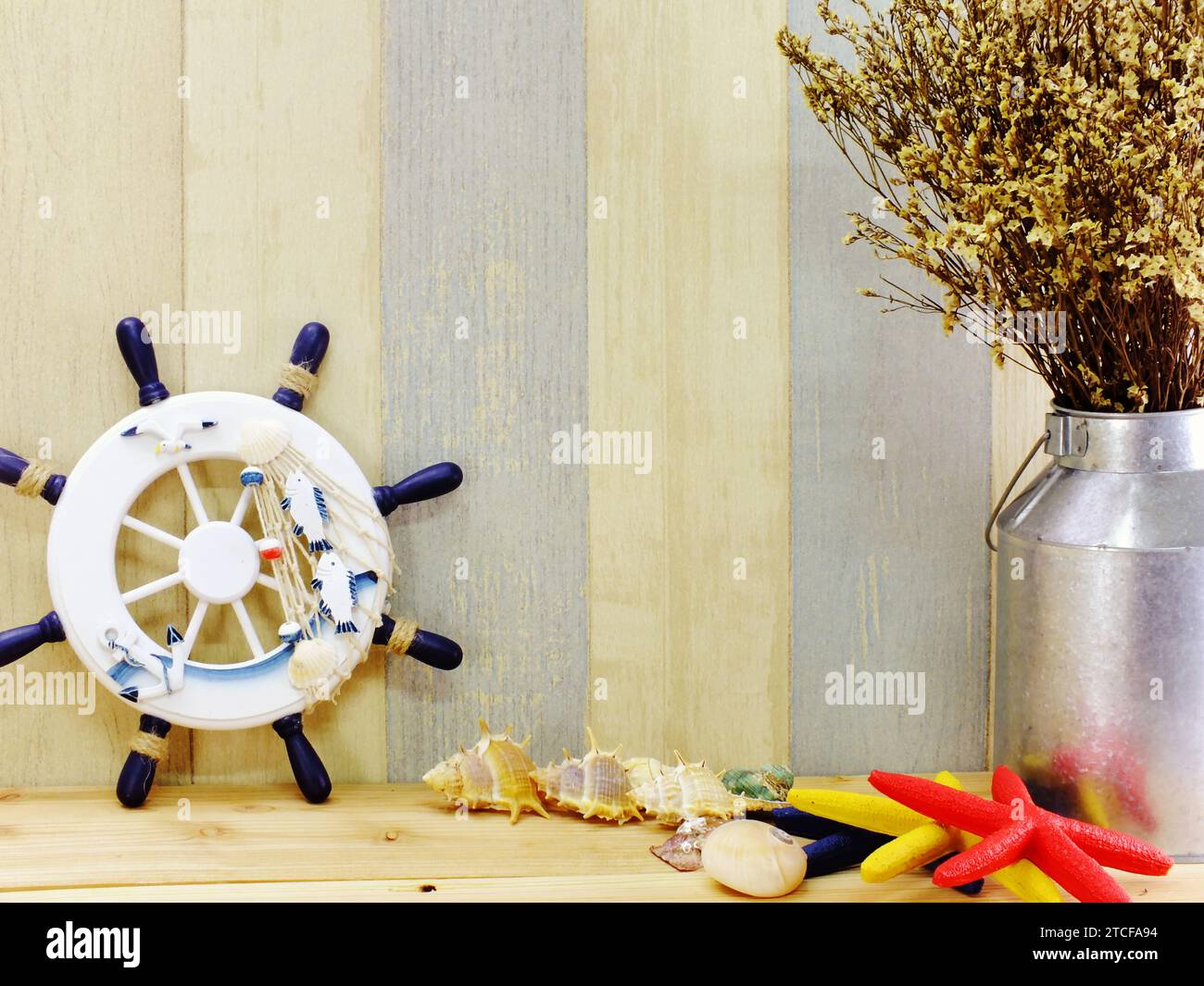 nautical concept with marine life style objects with space background ...