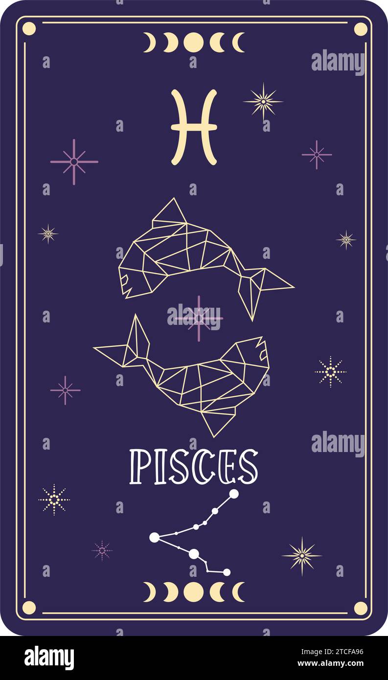 Isolated tarot card with pisces zodiac sign Vector Stock Vector Image ...