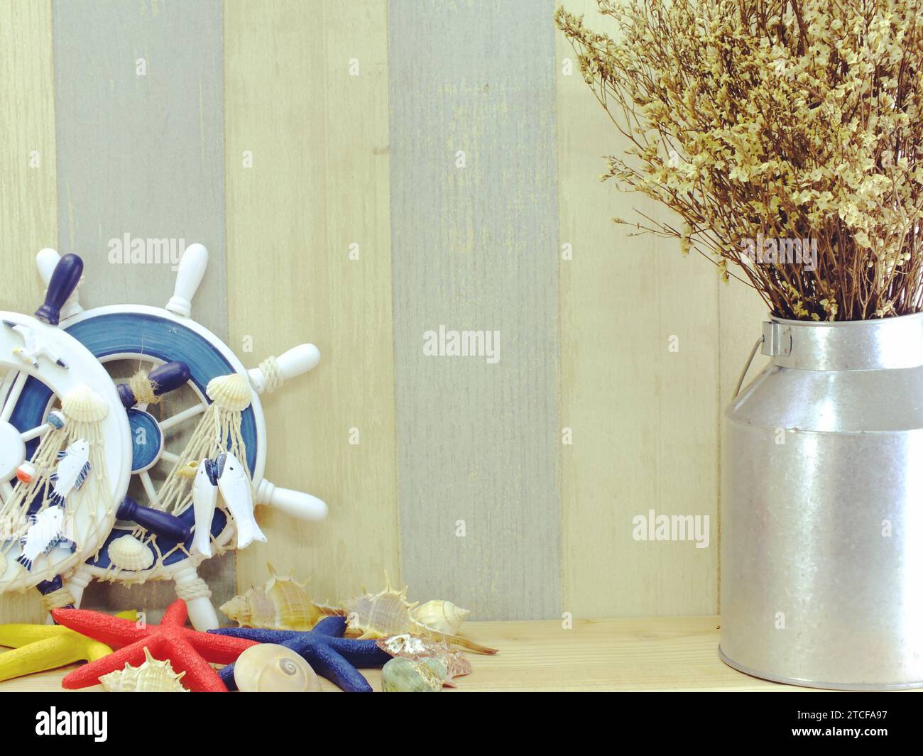 nautical concept with marine life style objects with space background ...