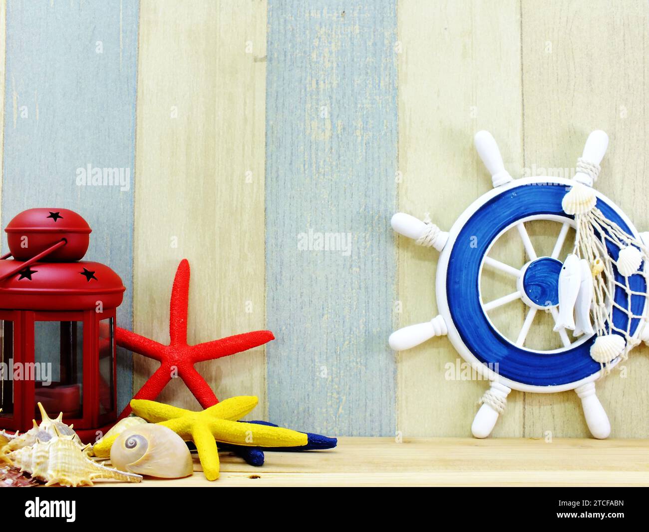 nautical concept with marine life style objects with space background ...