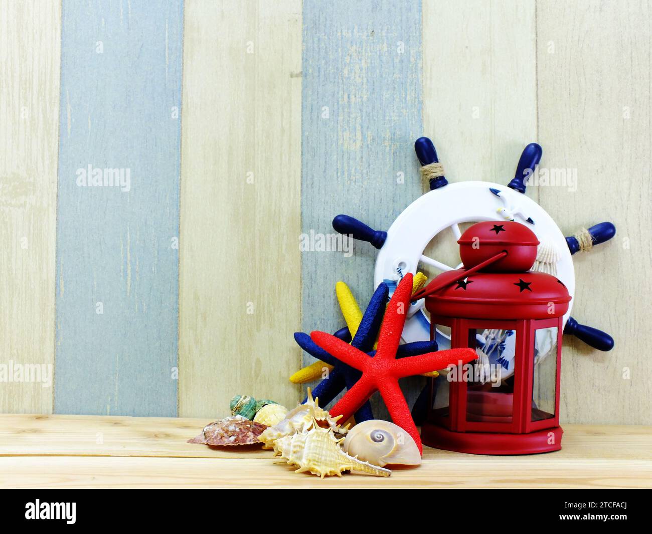 nautical concept with marine life style objects with space background ...