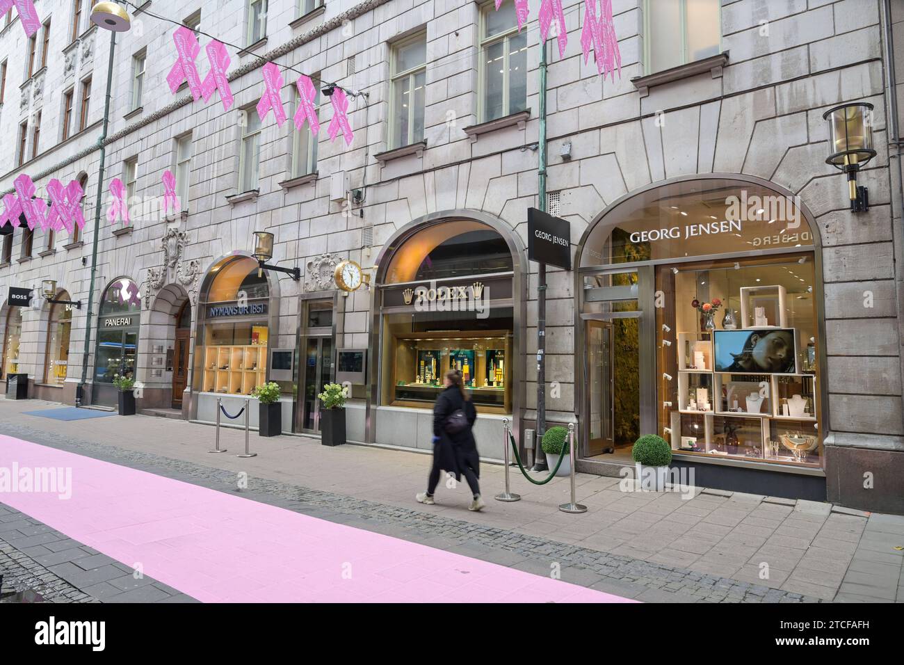 Luxus Geschäfte, Fußgängerzone Biblioteksgatan, Norrmalm, Stockholm ...