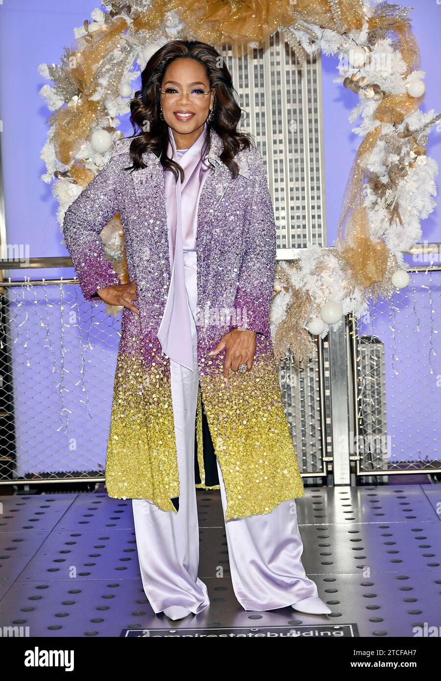 Oprah Winfrey from "The Color Purple" participate in the ceremonial ...