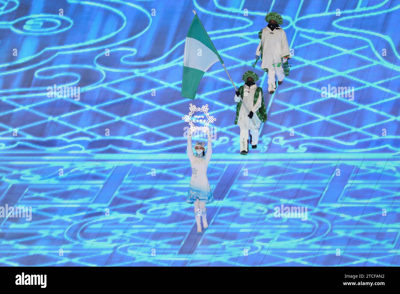 FEB 4, 2022 - Beijing, China: Seun Adigun is the flag bearer of Team ...