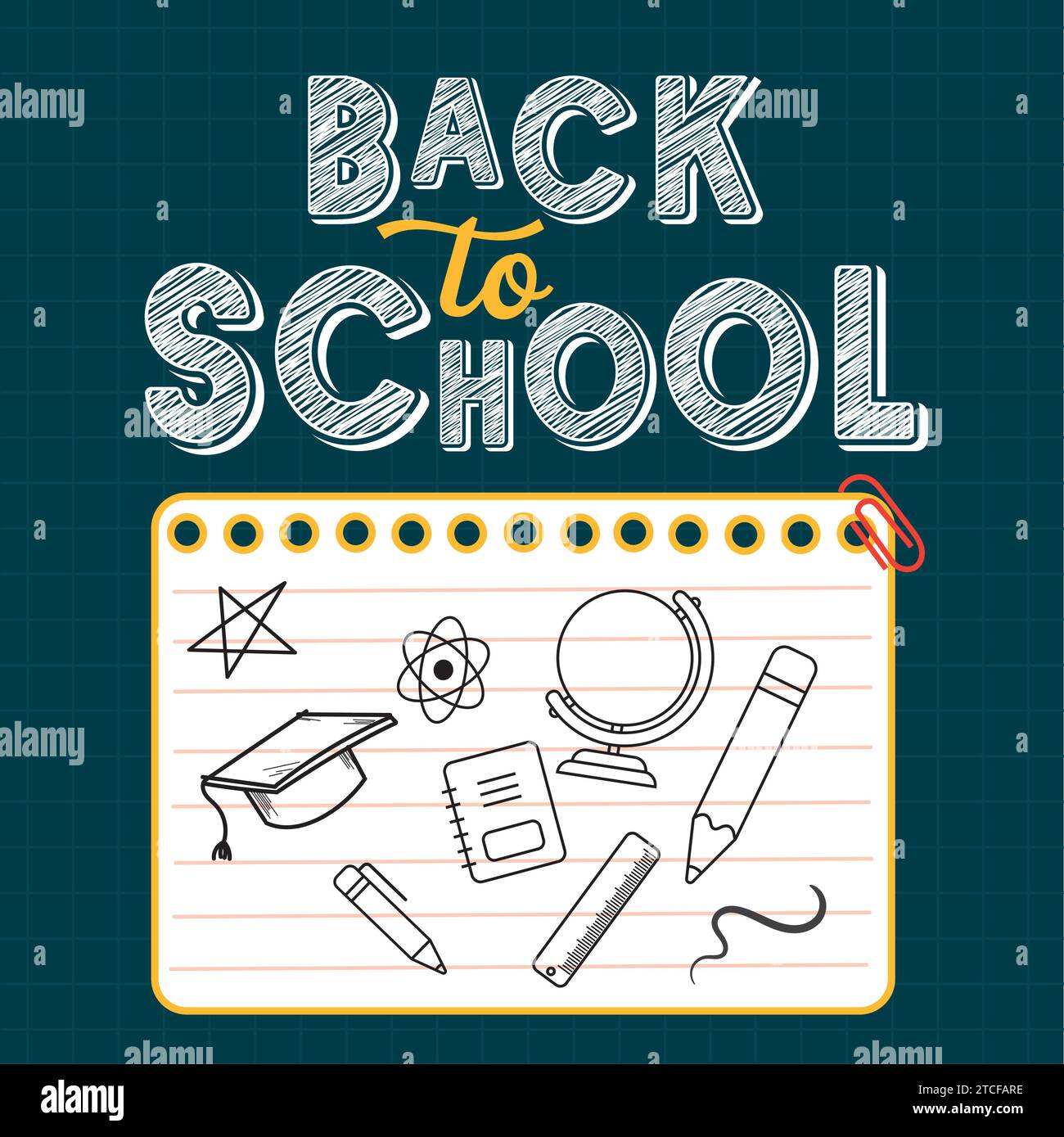 Back to school chalkboard message with education sketches Vector Stock ...