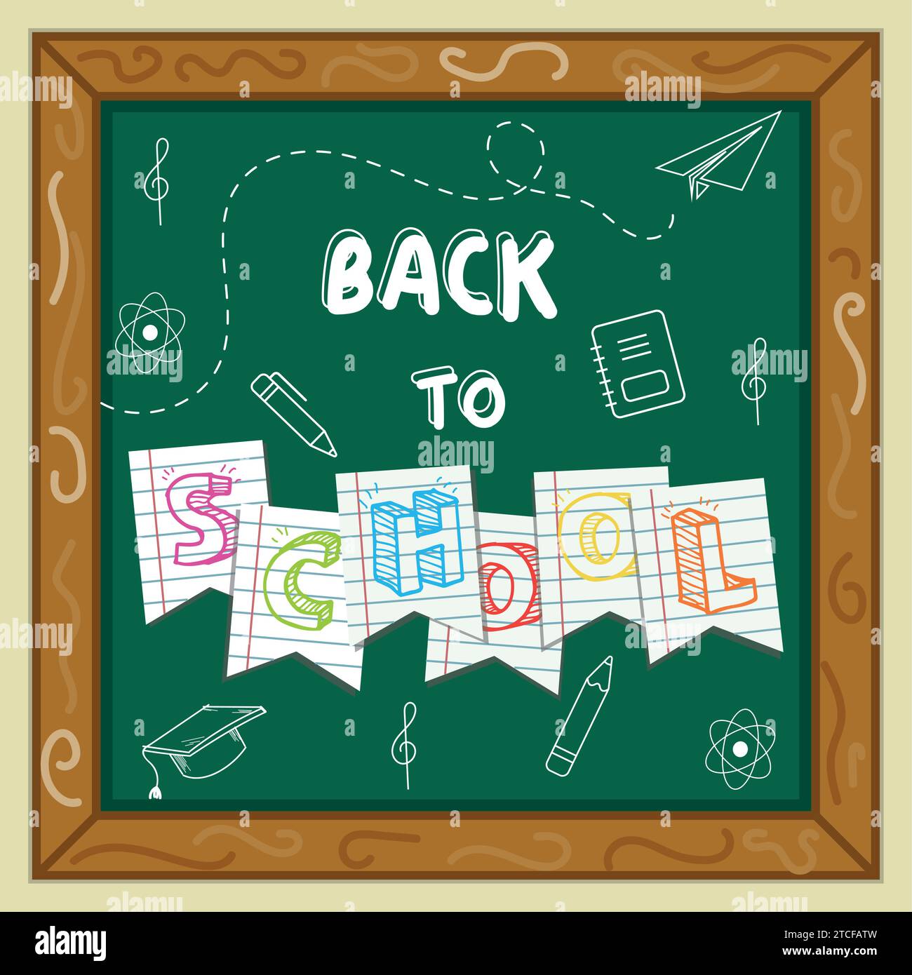 Green chalkboard with back to school sketch message Vector Stock Vector ...