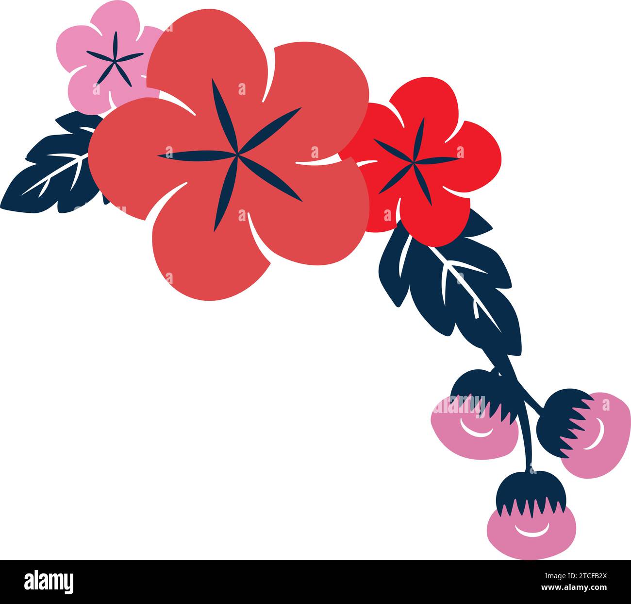 Isolated colored traditional japanese blossom flowers Vector Stock ...