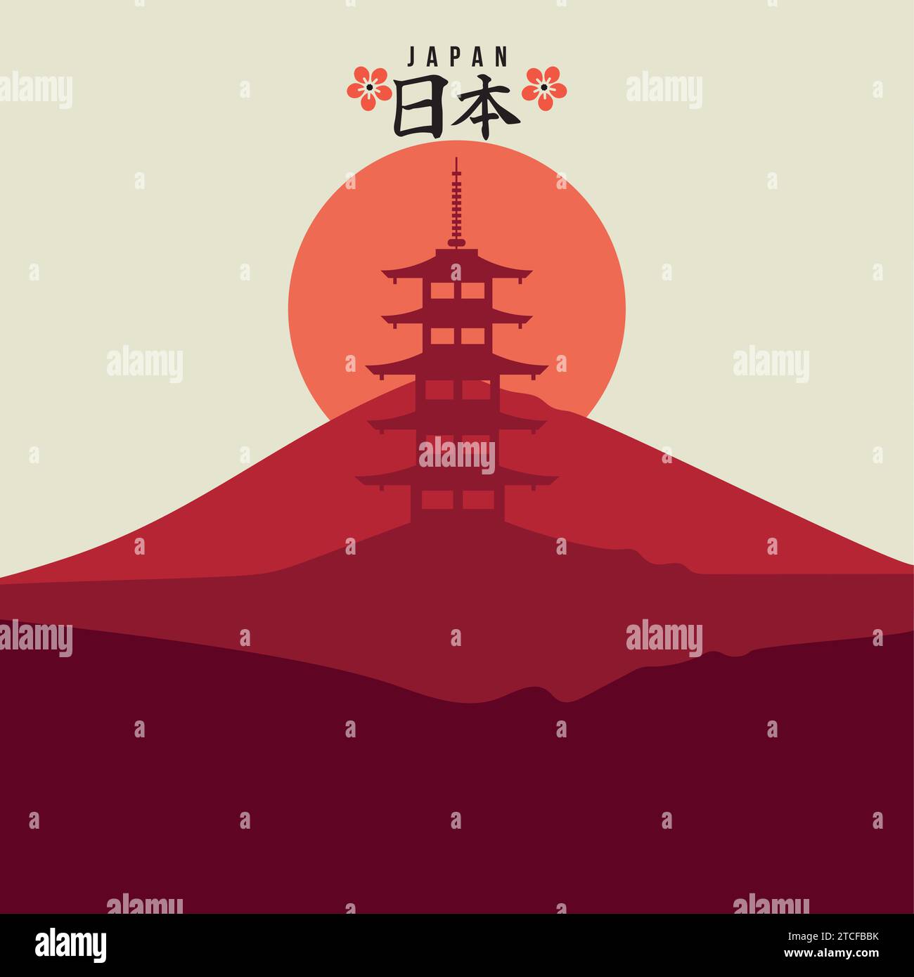 Isolated japanese castle on a mountain Japanese landscape Vector Stock ...