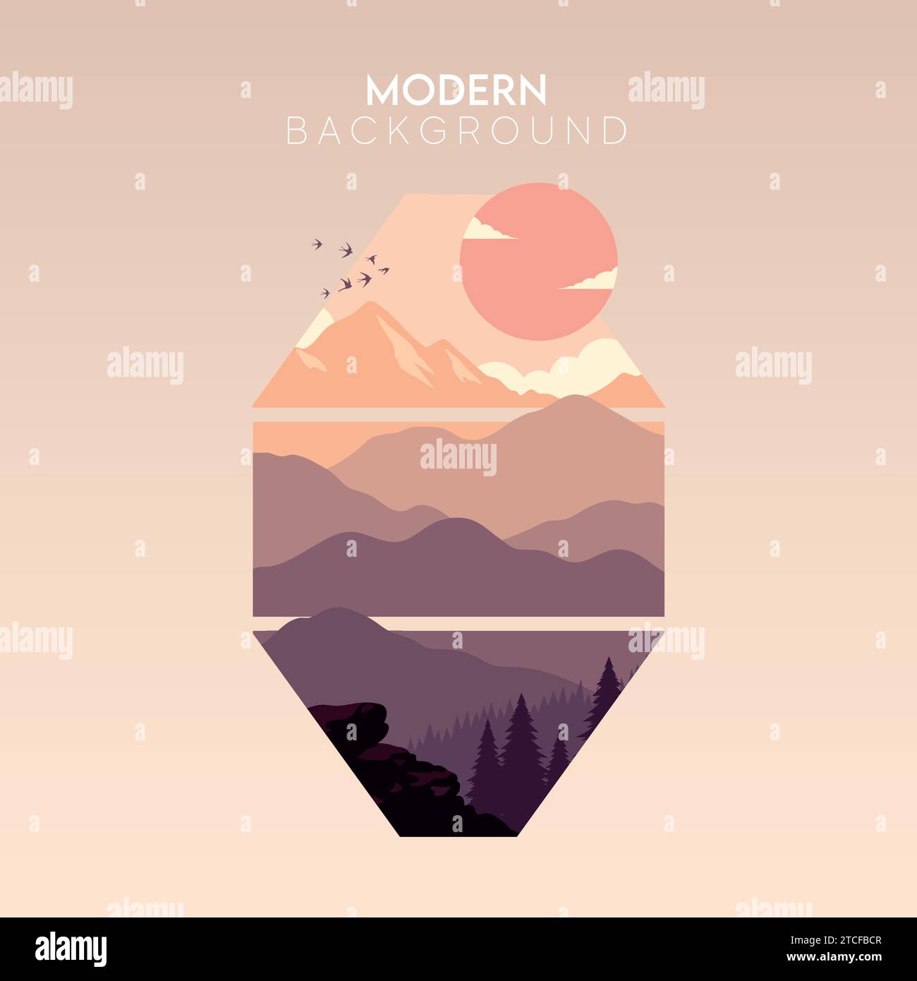 Colored modern natural landscape background Vector Stock Vector Image ...