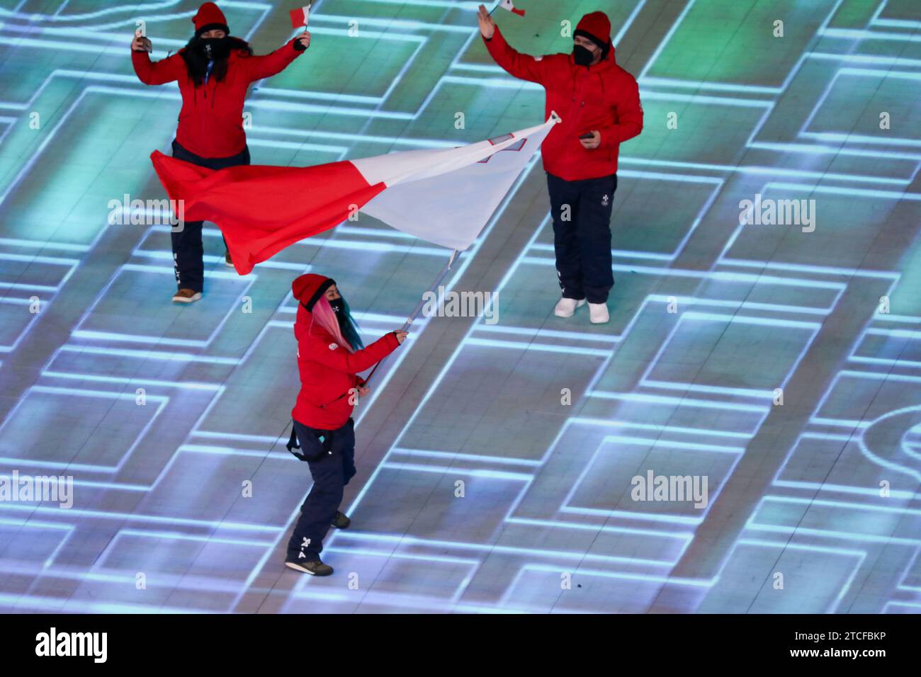 FEB 4, 2022 - Beijing, China: Jenise Spiteri is the flag bearers of ...