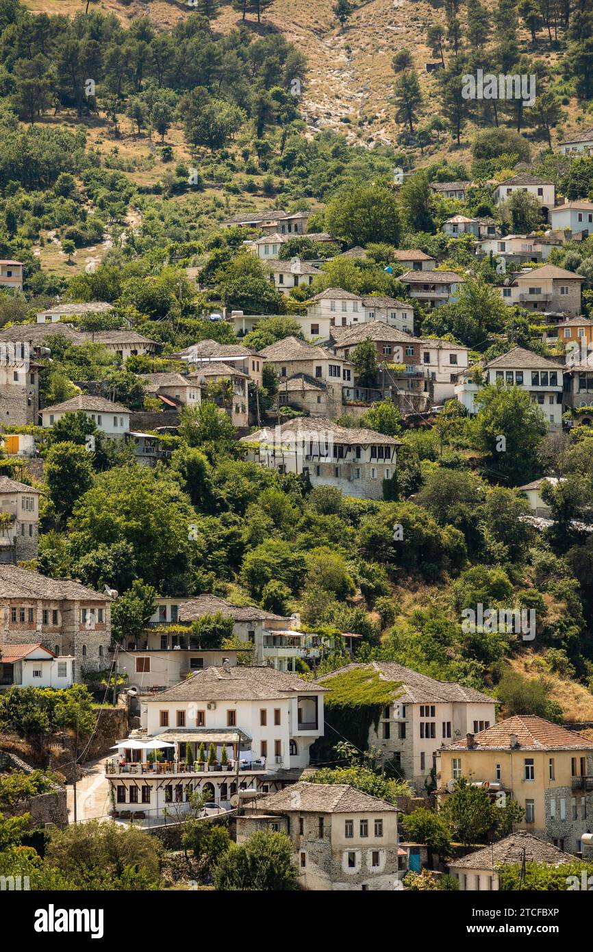 Vertical View of Balkan Architecture in Southern Albania. Hilly ...
