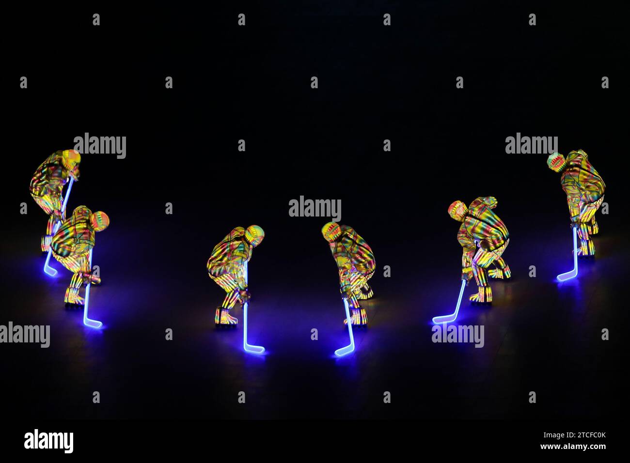 FEB 4, 2022 - Beijing, China: six hockey players enter the stadium and ...