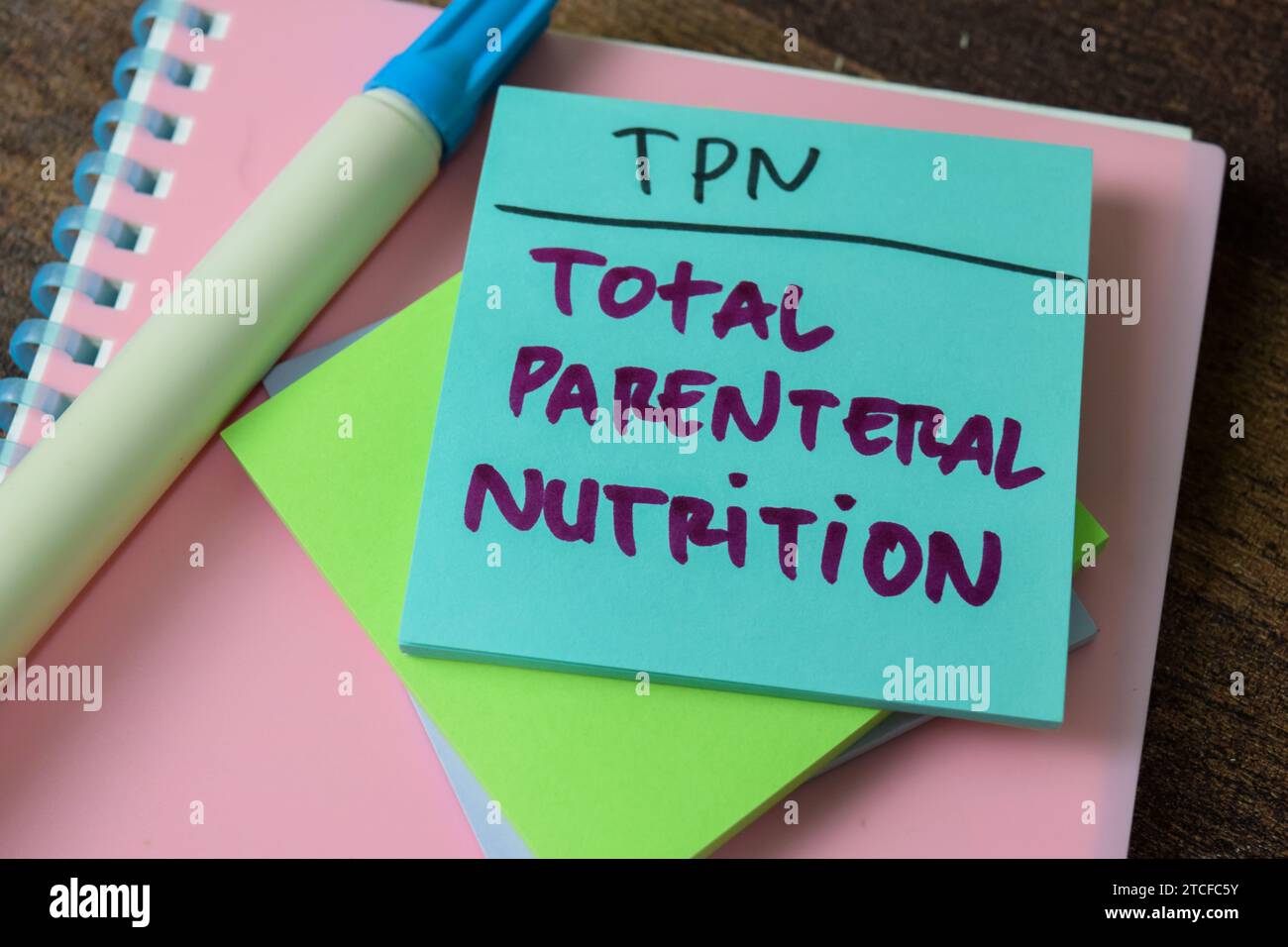 Concept of TPN - Total Parenteral Nutrition write on sticky notes ...