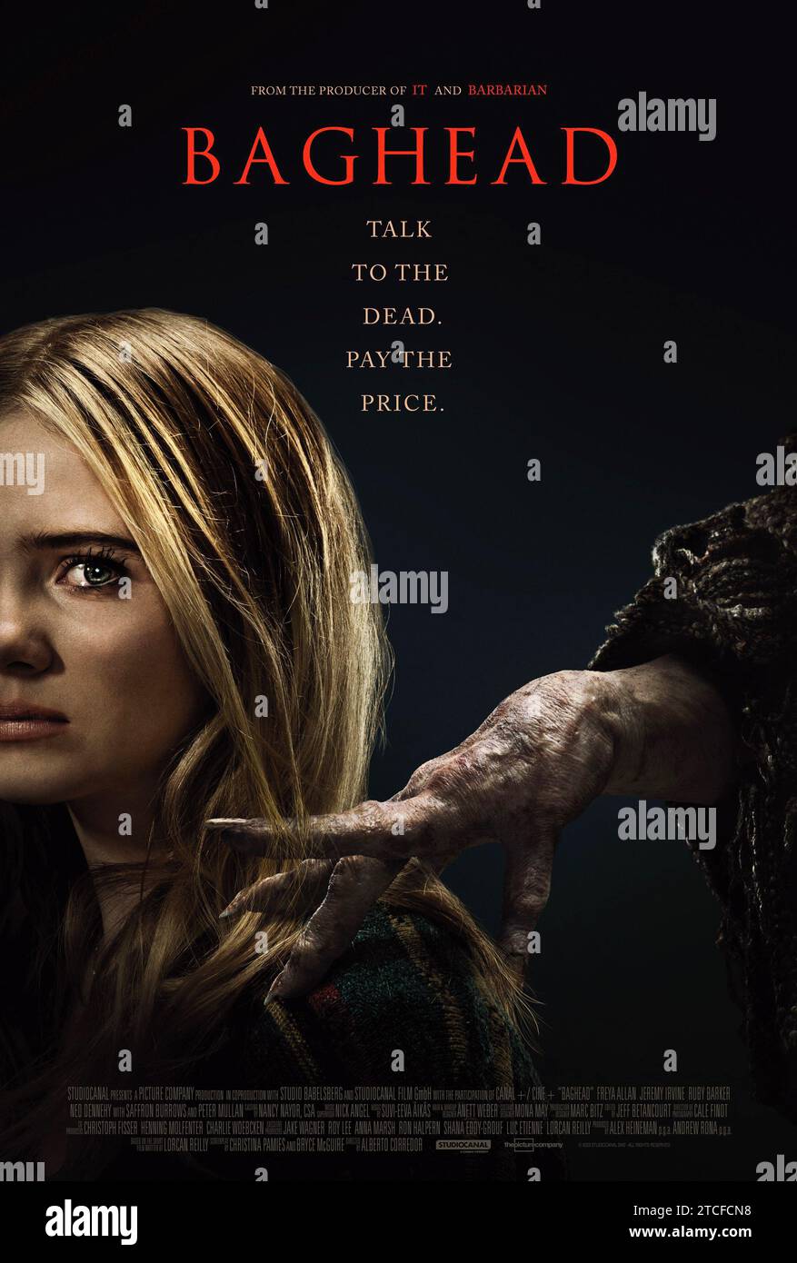 Baghead Freya Allan poster Stock Photo - Alamy