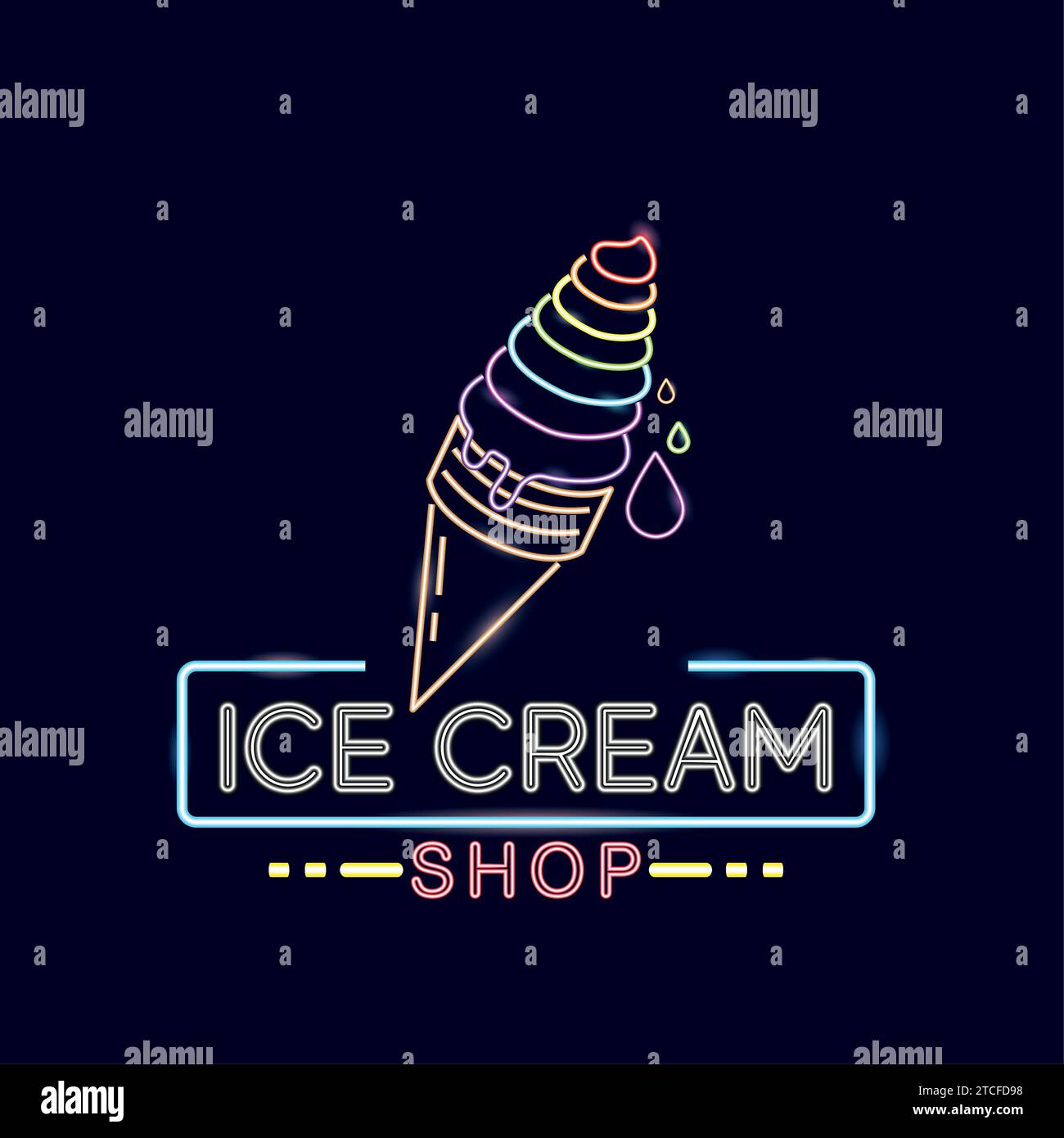 Colored retro ice cream shop neon announcement Vector Stock Vector ...