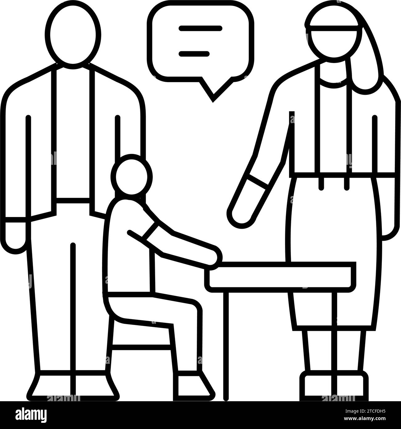 parent teacher meeting primary school line icon vector illustration ...