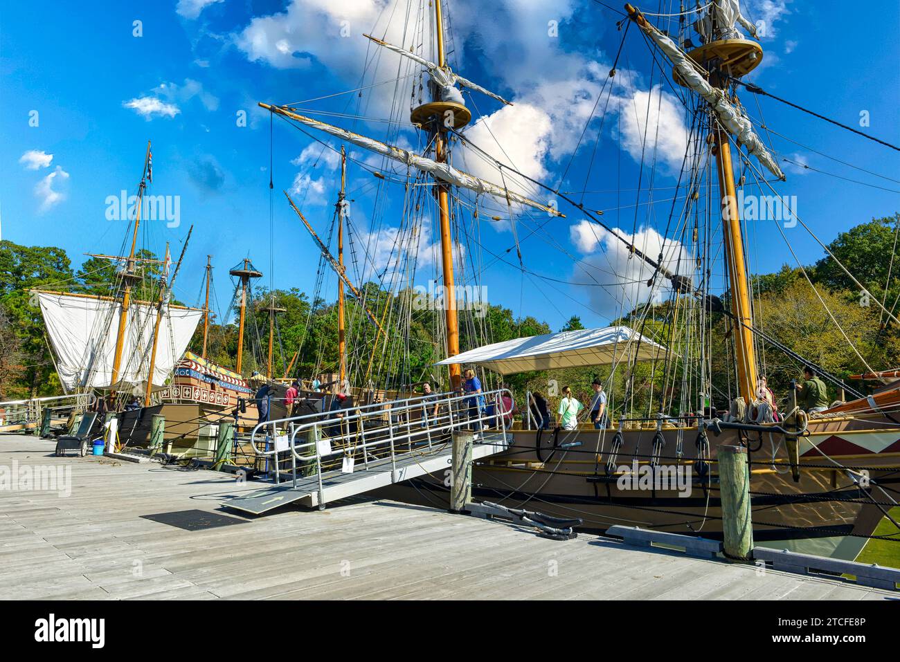 Re-creation of the three ships that brought America's first colonists ...