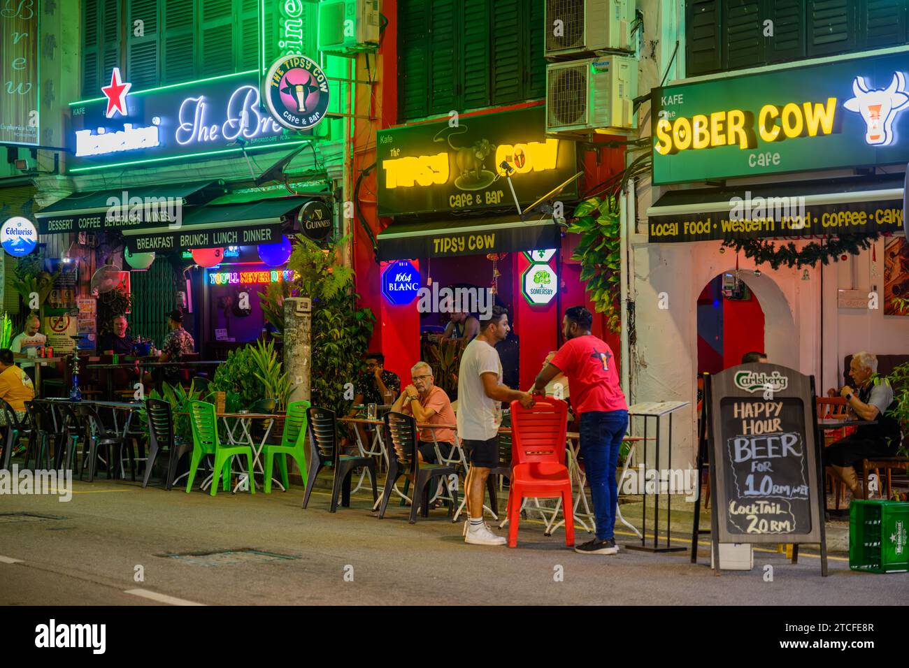 Night Life on Chulia Street, George Town, Penang, Malaysia Stock Photo ...