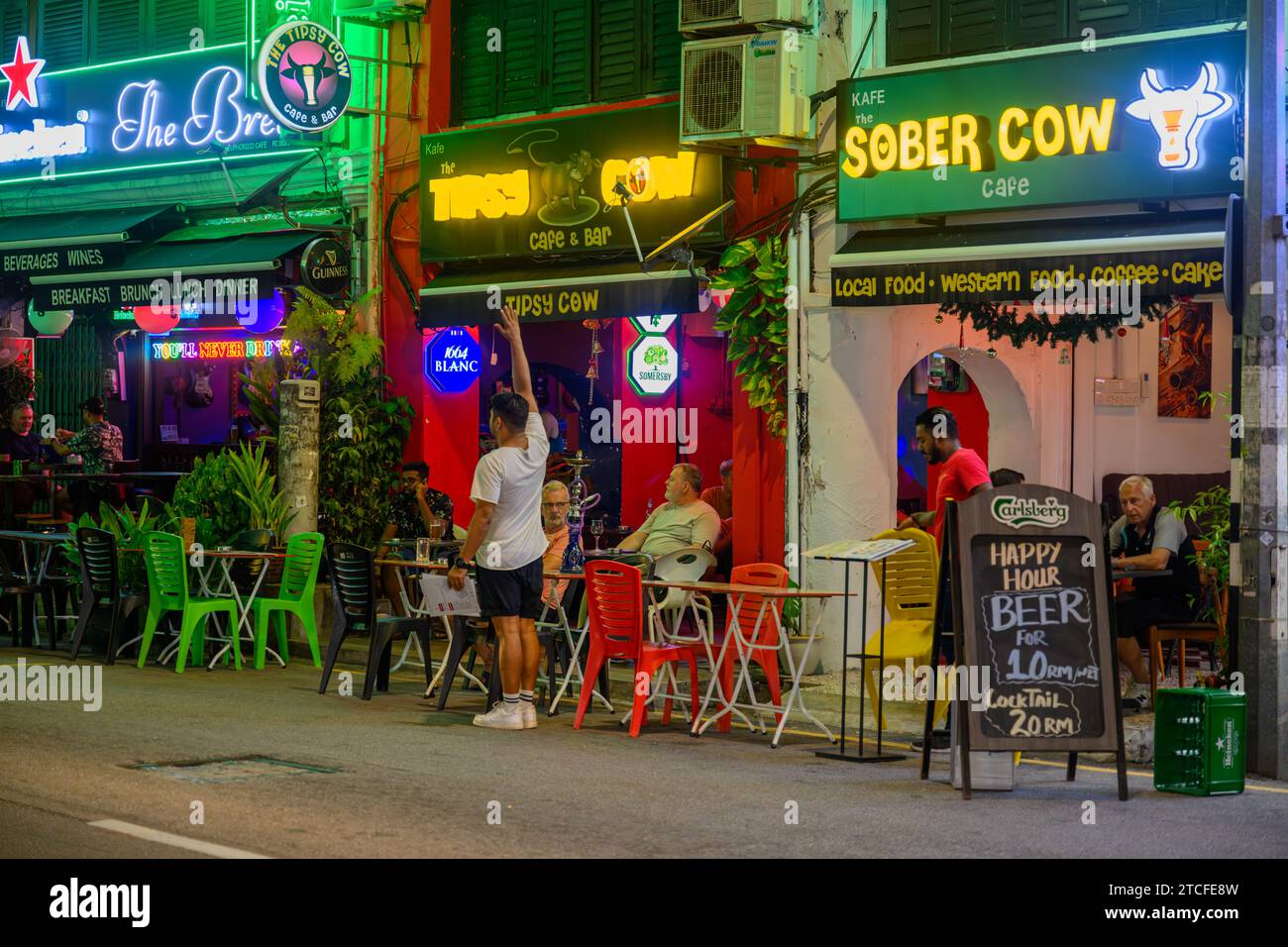 Night Life on Chulia Street, George Town, Penang, Malaysia Stock Photo ...