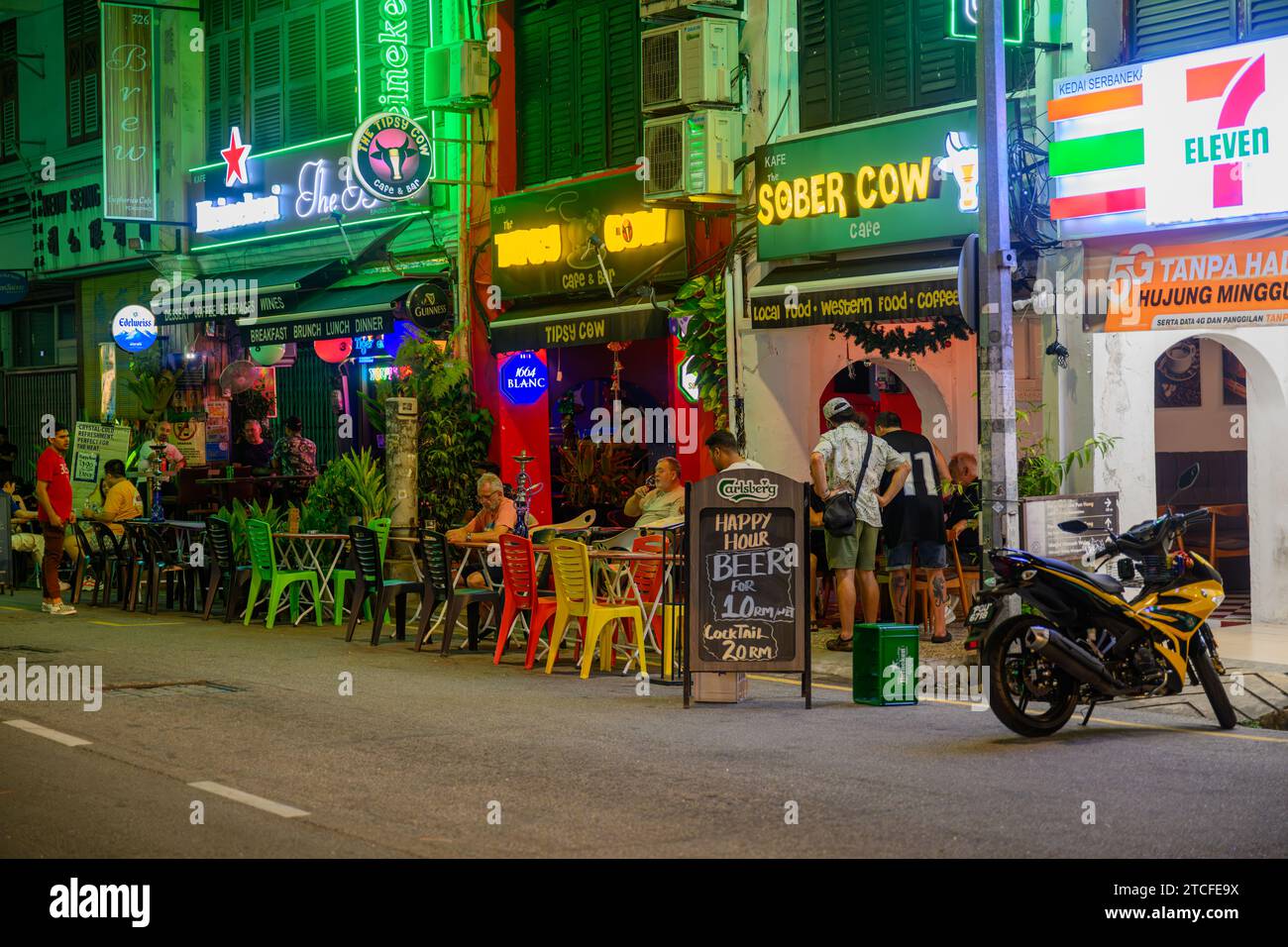 Night Life on Chulia Street, George Town, Penang, Malaysia Stock Photo ...