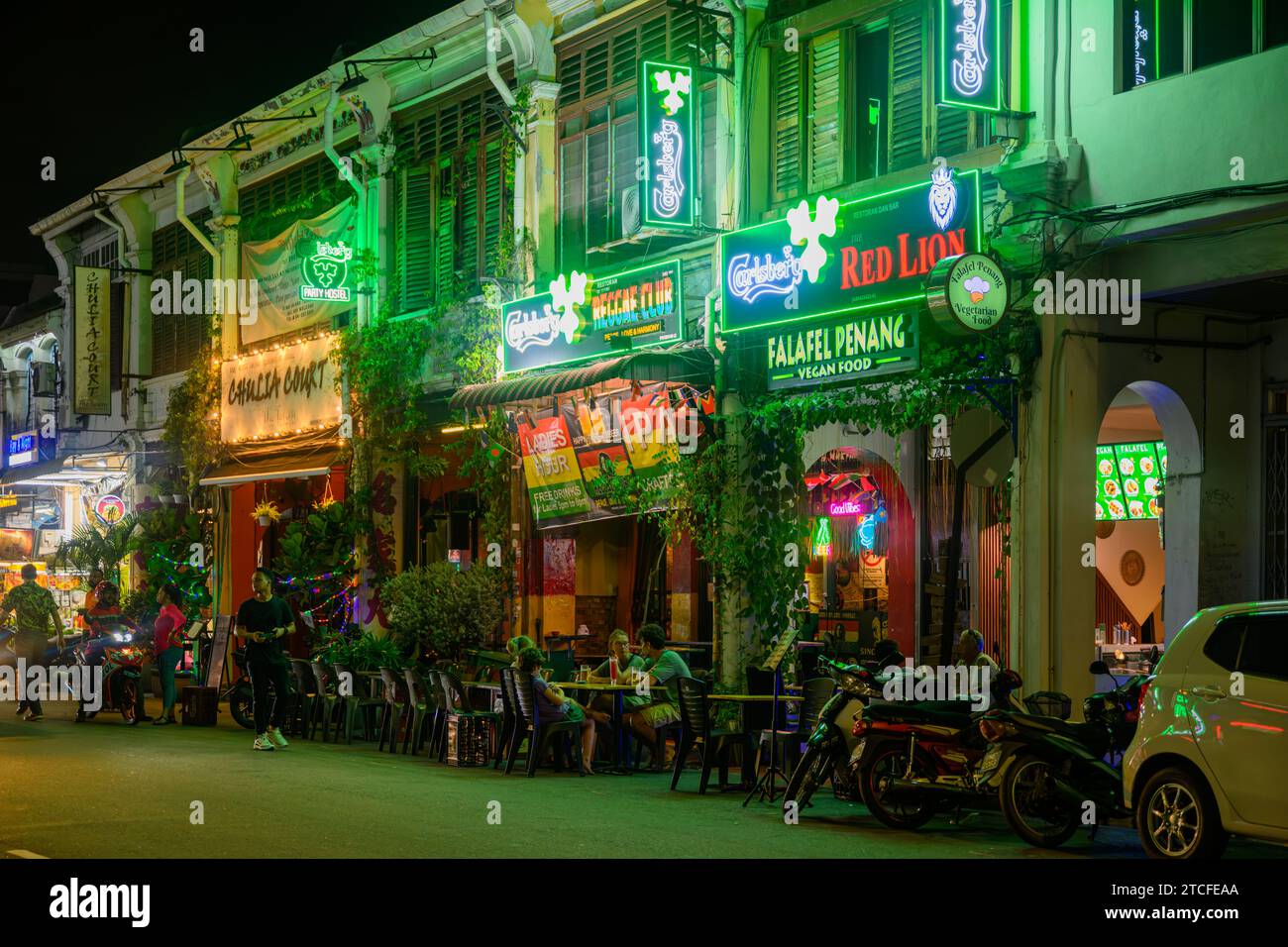 Night Life on Chulia Street, George Town, Penang, Malaysia Stock Photo ...