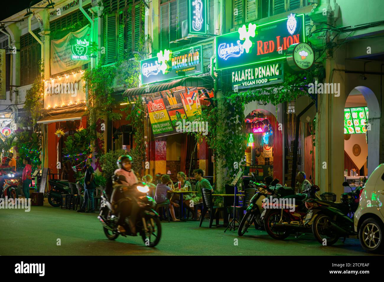 Night Life on Chulia Street, George Town, Penang, Malaysia Stock Photo ...