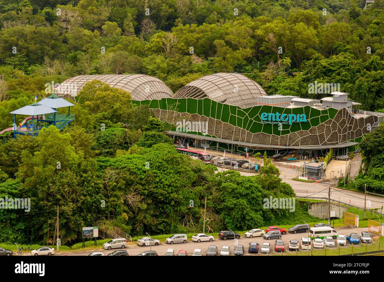 Looking down on the front entrance of Entopia, Penang Butterfly Farm ...