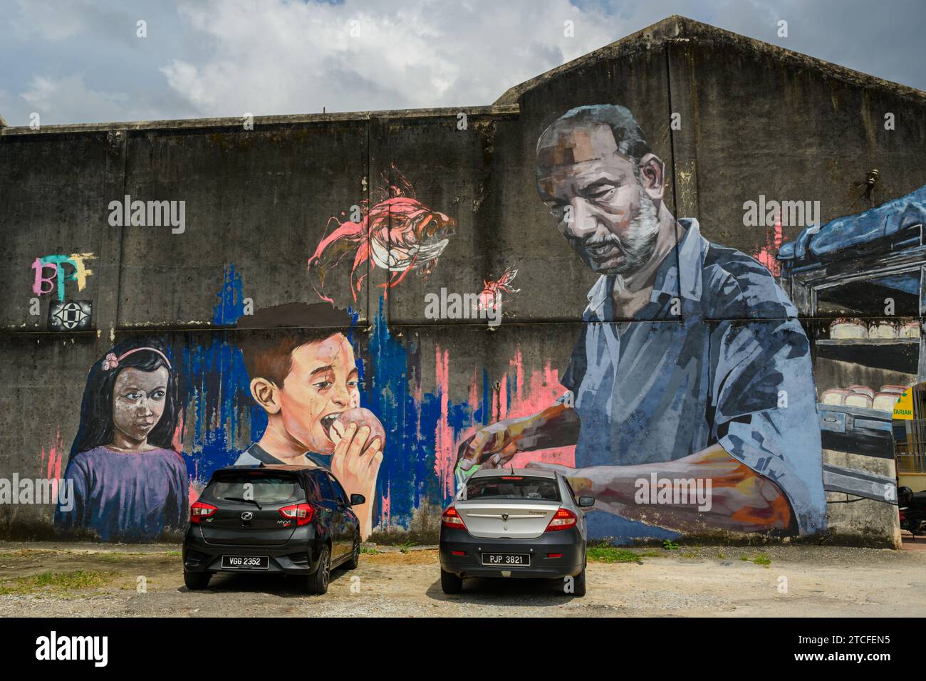 The Uncle Muniandi wall mural. Balik Pulau street art, Penang, Malaysia ...